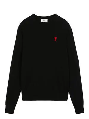 Ami Ami De Coeur Merino Wool Crewneck Sweater Black/red