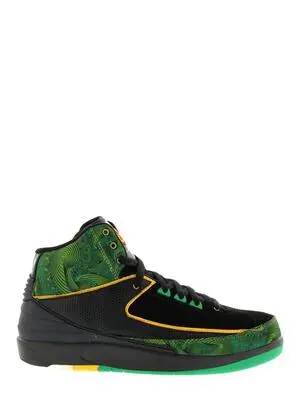 JORDAN 2 Retro High-top Sneakers - Black/pro Gold/lucky Green