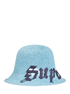 Supreme Old English Straw Crusher Hat - Light Blue