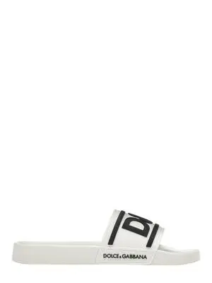 Dolce & Gabbana Beachwear Sliders With Logo - White/black