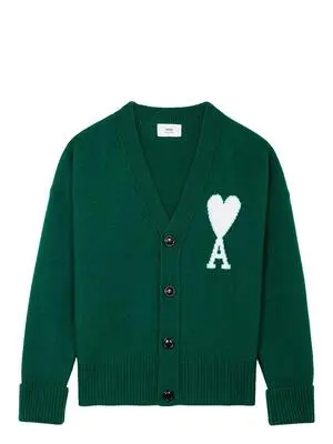 Ami De Coeur Oversize Cardigan - Green/white