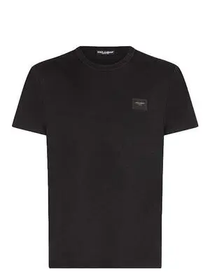 Dolce & Gabbana Cotton Branded Plate T-shirt - Black