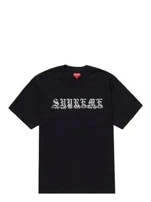 Supreme Old English Rhinestone Short Sleeve Top Black