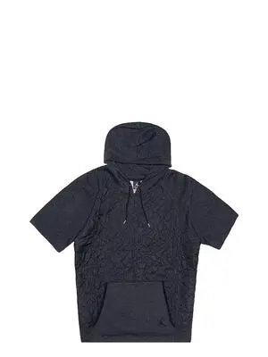 JORDAN Vii Short Sleeve Quilted Fleece Pullover Hoodie - Black