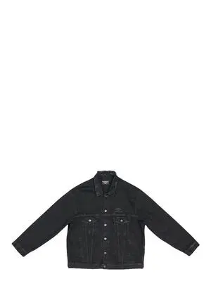 Balenciaga 3b Sports Icon Large Fit Denim Jacket - Black/black Logo