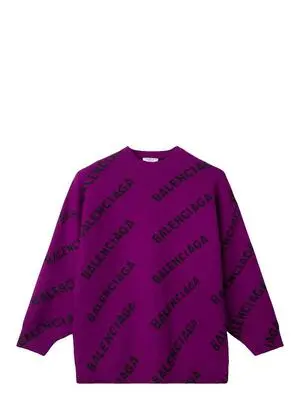 Balenciaga Allover Logo Sweater - Fuchsia/black