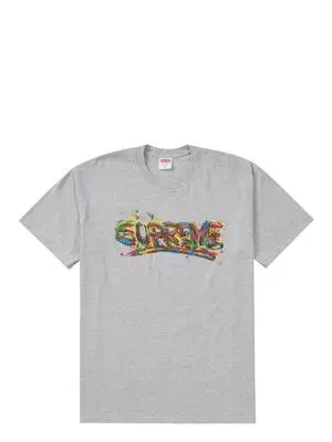 Supreme Paint Logo Tee Shirt Heather Grey