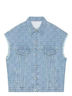 Givenchy 4g Denim Oversized Sleeveless Jacket - Light Blue