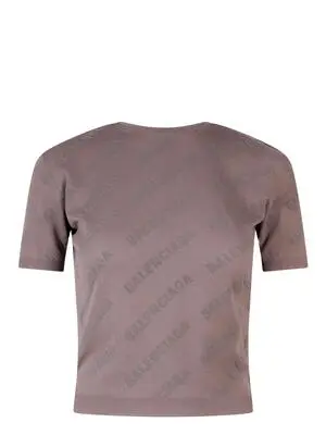 Balenciaga Allover Logo T-shirt - Beige