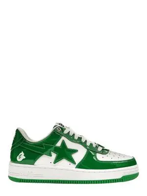A BATHING APE Bape Sta Patent Leather Sneakers Green/white