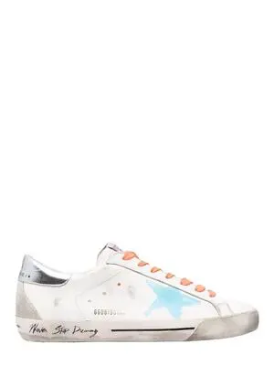 GOLDEN GOOSE Super-star Never Stop Dreaming Sneakers - White/blue/orange