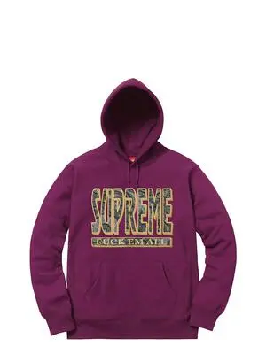 Supreme Paisley Fuck Em All Hoodie Plum