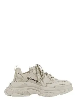 Balenciaga All Over Logo Triple S Sneakers Beige/black