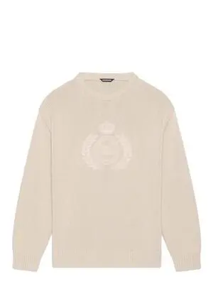 Balenciaga Bb Laurel Crown Logo Crewneck Knitted Sweater - Beige