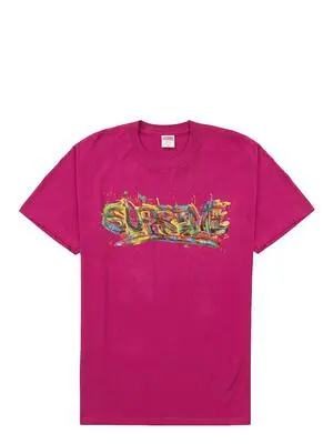 Supreme Paint Logo Tee Shirt Magenta