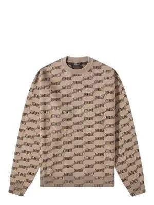 Balenciaga Bb Logo Crewneck Sweatshirt - Beige