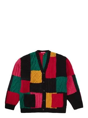 Supreme Patchwork Cable Knit Cardigan - Black