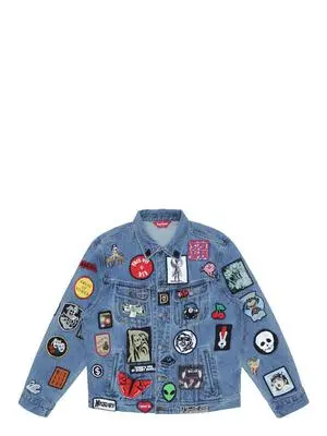 Supreme Patches Denim Trucker Jacket - Blue