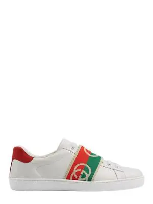 Gucci Ace Elastic Web Interlocking Gg Sneakers - White/red/green