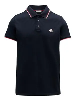 Moncler Logo Polo Shirt - Navy Blue/red/white