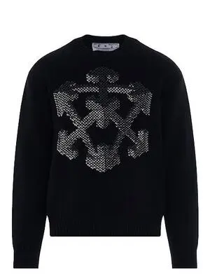 Off-White 3d Arrow Chunky Knit Sweatshirt - Black/grey