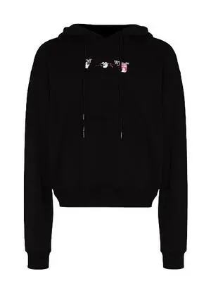 Off-White Acrylic Arrow Logo Print Hooded Sweatshirt - Black