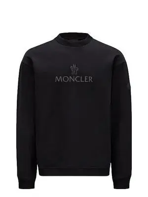 Moncler Reflective Logo Print Crewneck Sweatshirt - Black