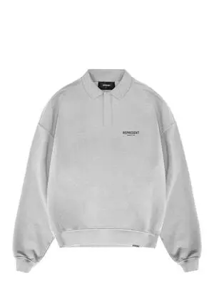 REPRESENT Owners Club Long Sleeve Polo Shirt Sweater - Ash Grey