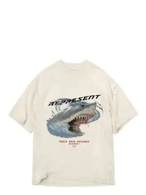 REPRESENT Only The Strong Survive Shark T-shirt - Vintage White