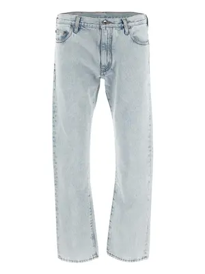 Off-White Arrows Logo Slim Fit Jeans - Light Blue/white