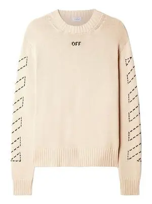 Off-White Arrows Embroidery Crewneck Jumper - Beige