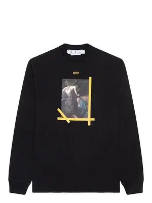 Off-White Arrow Caravaggio Ann Skate Long Sleeve Tee Shirt - Black/yellow