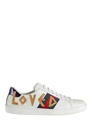 Gucci Ace Embroidered Love Sneakers - White