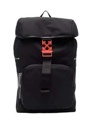 Off-White Arrows Leather Trim Backpack - Black Orange