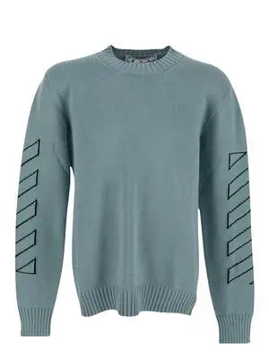 Off-White Arrows Diag Outline Intarsia Knit Sweater - Light Green