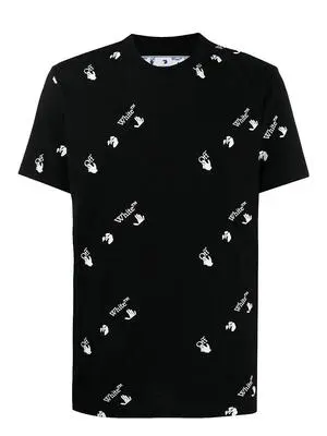 Off-White All Over Logo Print T-shirt - Black White