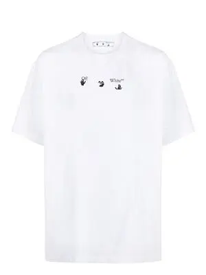 Off-White Off Marker Short Sleeve Over Tee Shirt - White/blue