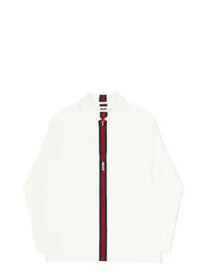 PALACE Vertical Weave Zip Polo - White