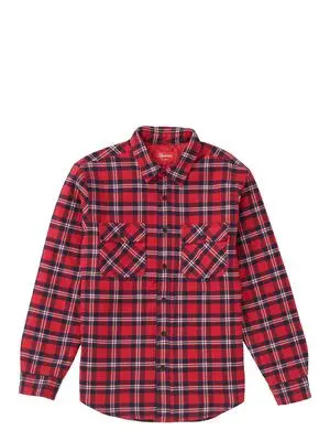 Supreme Arc Logo Quilted Flannel Shirt - Red