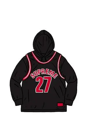 Supreme Basketball Jersey Hooded Sweatshirt - Black
