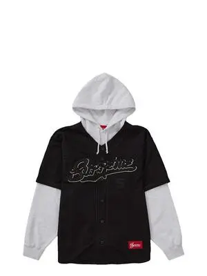 Supreme Baseball Jersey Hooded Sweatshirt - Black