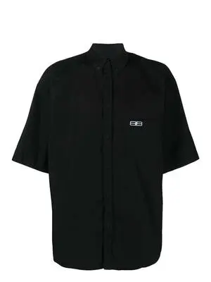 Balenciaga Short Sleeve Large Fit Shirt - Black