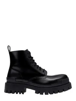 Balenciaga Strike 20mm Lace Up Boot - Black