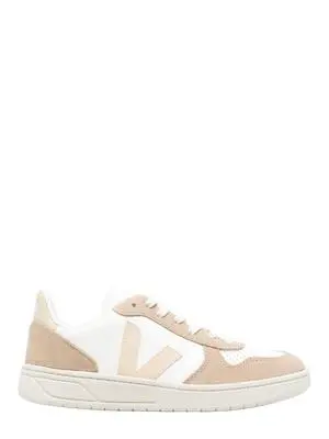 VEJA V-10 Chromefree Leather Sneakers - White/sable/sahara