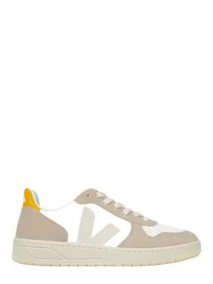 VEJA V-10 Chromefree Leather Sneakers White/sahara/ouro