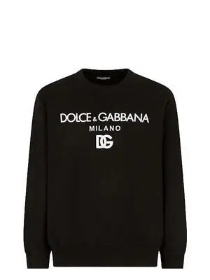 Dolce & Gabbana Printed Jersey Sweatshirt With Dg Embroidery - Black