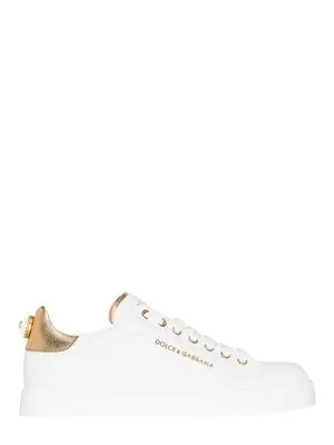 Dolce & Gabbana Portofino Pearl Sneakers - White/gold