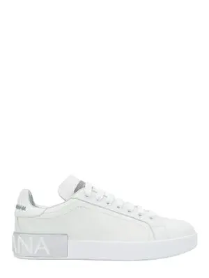 Dolce & Gabbana Portofino Metallic Sneakers - White/silver