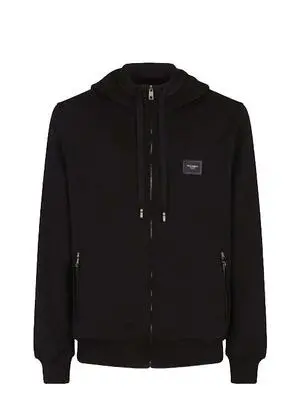 Dolce & Gabbana Jersey Zip-up Hoodie - Black