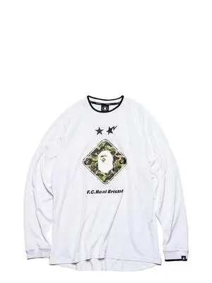 A BATHING APE X F. C. R. B. Emblem Long Sleeve Tee Shirt - White